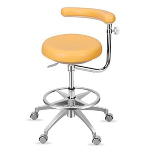 gunel medical dental stool dentist's chair with foot rest and 360 degree rotation armrest, pu leather dental assistant stool height adjustable doctor's chair (color : f)