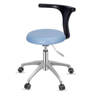 gunel adjustable height rolling dental stool with armrest backrest, dental hospital chair, 360 rotating lift dentist chair pu leather super soft cushion (color : light blue, size : typea)