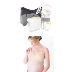 medela pump in style with maxflow electric breast pump and nursing t-shirt bra, nude, x-large