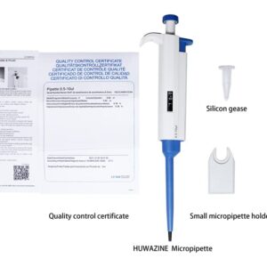 Huwazine Micropipette kit, 0.5-10ul 10-100ul 100-1000ul, Adjustable Single Channel Pipette, 3 Pieces, Pipette Stand, 3 Racks of sterile Pipette Tips (SC Pipettors-3pcs-Set A)