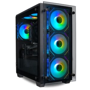 empowered pc stratos micro gaming desktop - nvidia geforce rtx 4070 super, amd ryzen 7 5700x, 32gb ddr4 ram, 512gb nvme ssd + 3tb hdd, wifi, windows 11 home - gamer computer