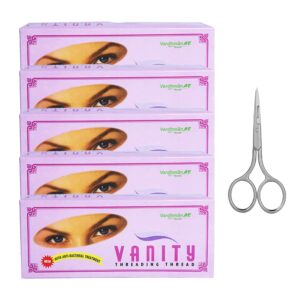 vanity threading thread pack of 5 (5 x 10 spools) with behal international scissor