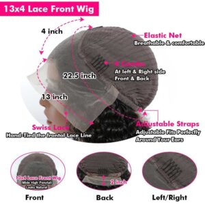 tobasew Deep Wave Lace Front Wigs Human Hair 13x4 HD Transparent Lace Frontal Human Hair Wigs for Women Glueless Brazilian Virgin Hair Wet and Wavy Human Hair Wigs Pre Plucked Natural Black Color 20