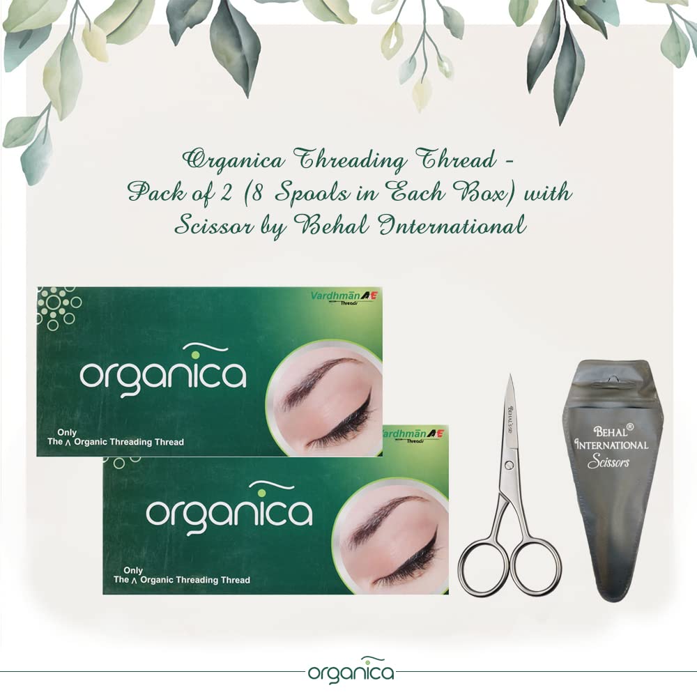 Organica Threading Thread - Pack of 2 (8 Spools in Each Box) with Scissor by Behal International