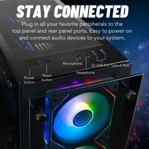 Empowered PC Stratos Micro Gaming Desktop - NVIDIA GeForce RTX 4070 Super, AMD Ryzen 7 5700X, 32GB DDR4 RAM, 512GB NVMe SSD + 3TB HDD, WiFi, Windows 11 Home - Gamer Computer