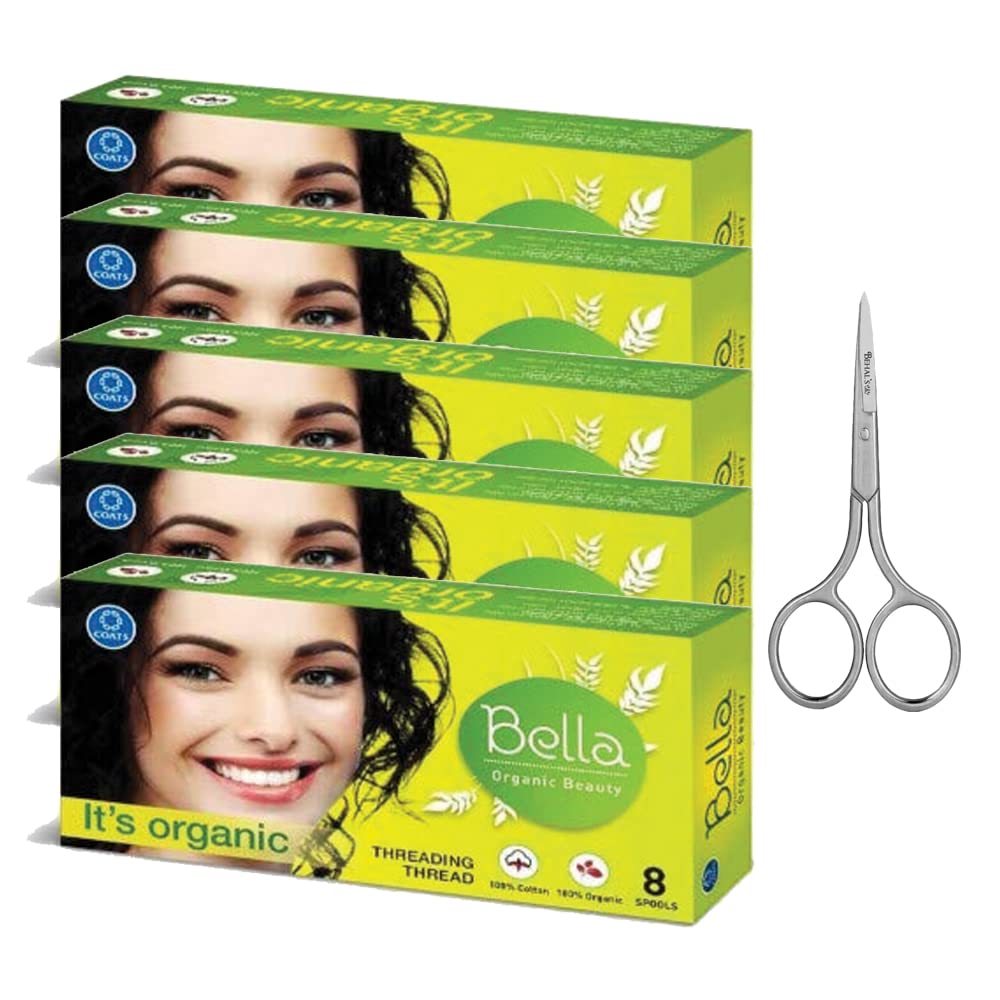 Bella Threading Thread Pack of 5 (5 x 8 spools) with Behal International Scissor