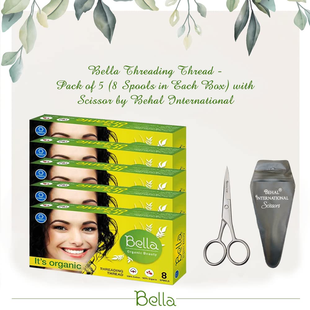 Bella Threading Thread Pack of 5 (5 x 8 spools) with Behal International Scissor