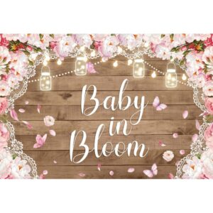 baby in bloom backdrop 7x5ft rustic baby shower backdrop for girl wood flowers baby shower backdrop girls baby shower party decoration backdrop baby in bloom backdrop for newborn baby photography