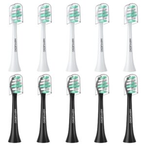 mryuesg replacement heads compatible with philips sonicare 10 pack, 5 white + 5 black, mryuesg electric tooth-brush head for phillips