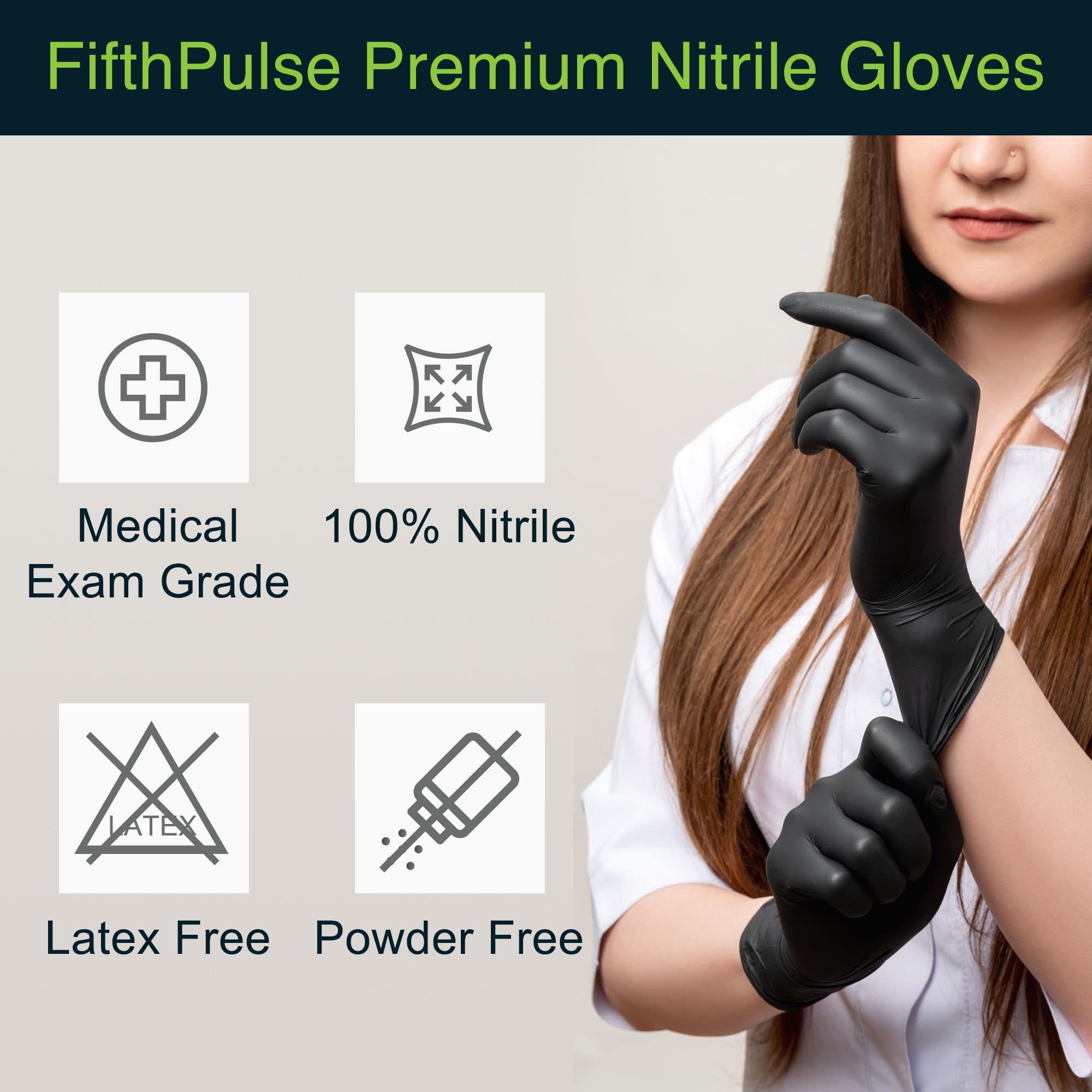 Disposable Black Nitrile Gloves X Small 50 Count - Extra Thick 4.5 Mil - Powder and Latex Free Rubber Gloves - Surgical Medical Exam Gloves - Food Safe Cooking Gloves