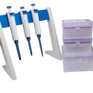 Huwazine Micropipette kit, 0.5-10ul 10-100ul 100-1000ul, Adjustable Single Channel Pipette, 3 Pieces, Pipette Stand, 3 Racks of sterile Pipette Tips (SC Pipettors-3pcs-Set A)