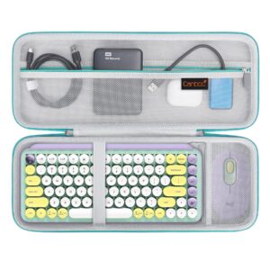 canboc hard carrying case for logitech pop keys mechanical wireless keyboard and pop wireless mouse, mesh pocket fits cables, usb receiver, spare keycaps and more accessories, mint green