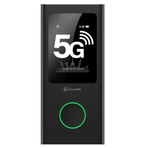 glocalme numen air 5g portable wifi hotspot for travel, ultra high speed mobile hotspot device with touch screen, no contract or sim card required, 16 connected devices, global 1gb data