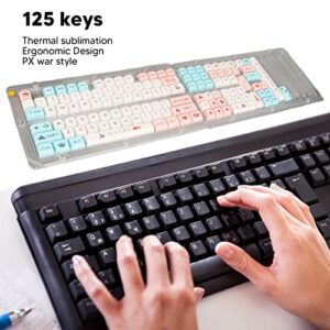 PBT Keyboard Keycaps, Mechanical Gaming Keyboard Keycap, PX Style English 125 Keys DIY Opaque Keycap, for Mechanical Keyboard