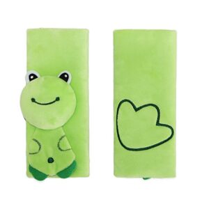 2 pcs car seat belt strap covers,cartoon animal car seat strap pads for girls and boys,seat belt shoudler pads for infant stroller pushchair seatbelt (frog)