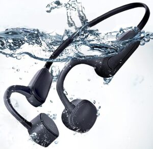 bone conduction headphones waterproof headphones for swimming - bluetooth mp3 player wireless ipx8 sport earphones open ear 16gb with mic noise cancelling for running diving underwater gym spa