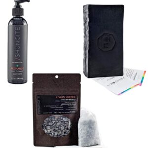 Modern ŌM Shungite Living Water Kit, Recharge Body Wash with Hemp Seed Oil, and Detox Bar Soap with Palo Santo | 100% Natural, Vegan, Non GMO, Not Tested on Animals, Handmade In USA