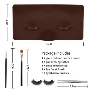 GFPGYQ 3D Eye Makeup Face Practice Board, Perfect Aid to Makeup Practicing Face Board, Reusable Silicone Face to Practice Makeup Mannequin for Beginners to Practice Eyesmakeup Kit (Black)