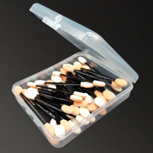 eyeshadow applicators, 50pcs dual sides eye shadow sponge applicators with container eyeshadow brushes makeup brush