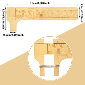 Konohan 2 Pcs Brass Vernier Caliper Pocket Caliper Handy Caliper Measuring Mini Tool Double Scale Sliding Gauge Metal Pocket Ruler for Bead Wire Jewels Rings Measurement (Stylish Style)