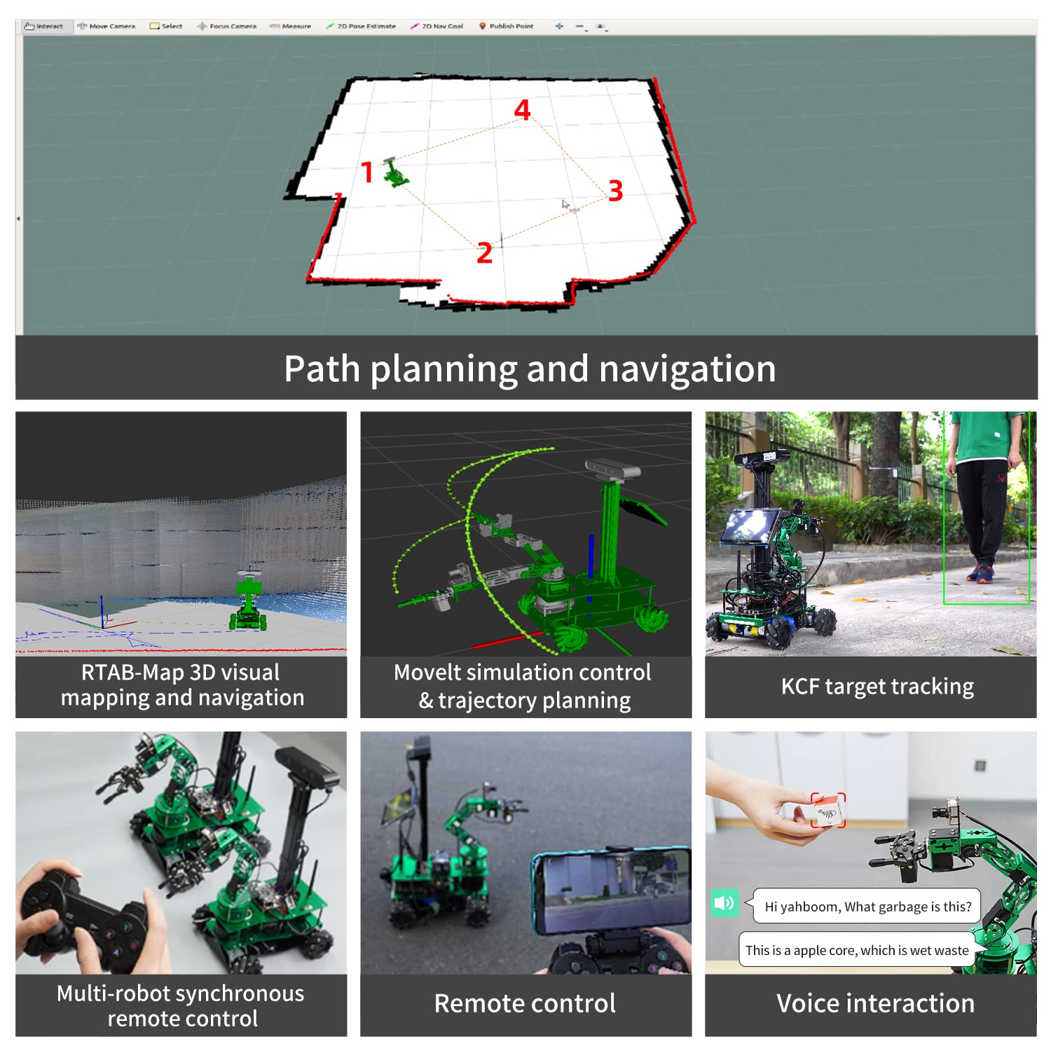 Yahboom Rosmaster X3 Plus Jetson Nano 6-DOF Moveit Robotic Arm Programmable AI Robot Car Kit for Adults Engineering Student (Jetson Nano NOT Include)