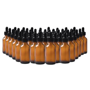 easeen 48 pack 2oz amber glass dropper bottles, eye dropper bottles with glass droppers for essential oils, perfumes