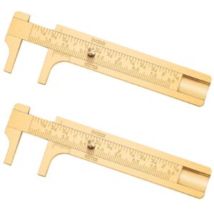 konohan 2 pcs brass vernier caliper pocket caliper handy caliper measuring mini tool double scale sliding gauge metal pocket ruler for bead wire jewels rings measurement (stylish style)