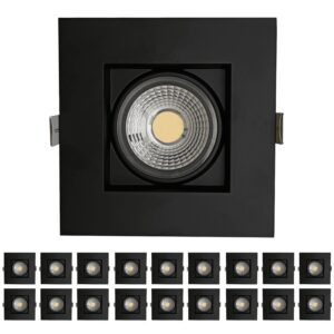 perlglow 18 pack 4 inch gimbal square downlight luminaire, black finish, led recessed light fixtures dimmable 14w=120w, 1100 lumens, cri 90+, ic rated, etl listed, 3cct selectable 3000k|4100k|5000k