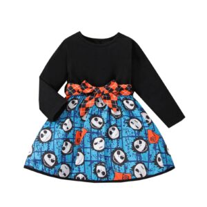 lyqtloml toddler baby little girls halloween nightmare christmas dress kids birthday party clothes fall long sleeve casual outfit 1-8y