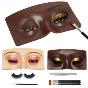 gfpgyq 3d eye makeup face practice board, perfect aid to makeup practicing face board, reusable silicone face to practice makeup mannequin for beginners to practice eyesmakeup kit (black)