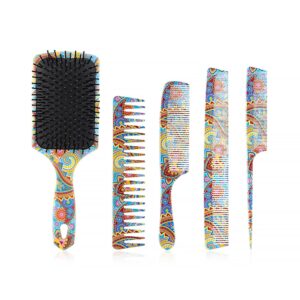 camo hair brush,anti static & frizz air cushion massage combs for kids&adults,five different combs&hair brush for all hair types,can softens and improves hair texture