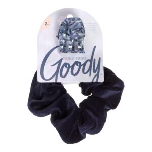 goody forever scrunchie & claw clip bundle - 2 count, winter solstice collection - pain-free hair accessories for men, women, boys & girls - style with ease & keep your hair secured, all day comfort