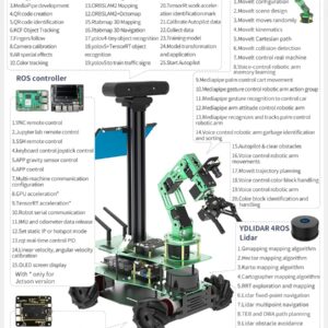 Yahboom X3 Plus Adults Robot with Jetson Nano 4GB SUB Switchable Dual Cameras Visual Grab Robot Arm Mecanum Wheel Omnidirectional Robot