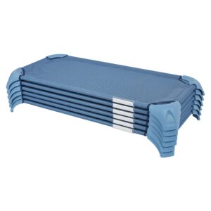 ecr4kids stackable cozy cot with storage, classroom furniture, powder blue, 6-pack