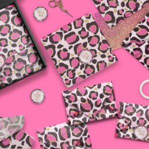 1.5" Pink Leopard Thank You Stickers Roll - Packing Stickers - Thank You Labels for Favors - Small Business Thank You Stickers | 500 Pcs