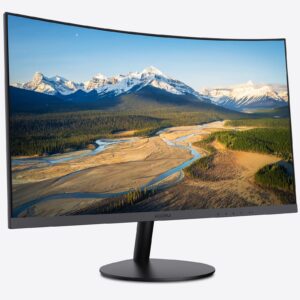 koorui 24" curved 60hz computer monitor led monitor full hd 1080p hdmi vga, 1800r, tilt adjustment, eye care, black 24n5c