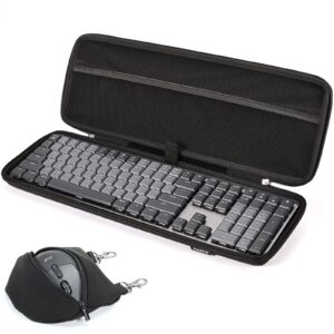 raiace hard storage case compatible with logitech mx mechanical wireless illuminated performance keyboard. (case only) - black