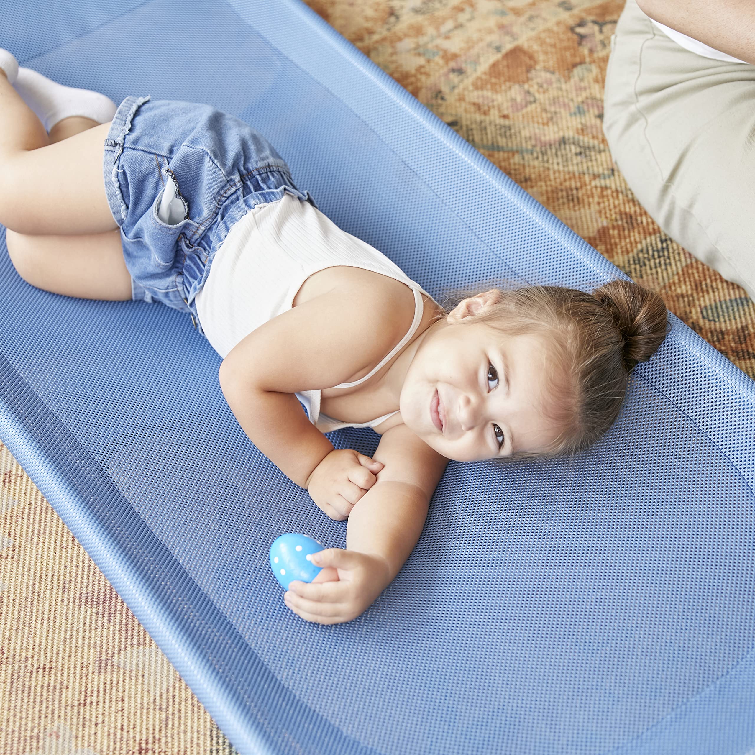 ECR4Kids Stackable Cozy Cot with Storage, Classroom Furniture, Powder Blue, 6-Pack