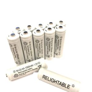 RELIGHTABLE AA Size NiCd AA 1000mAh 1.2V Rechargeable Batteries for Solar Lamp Solar Light (12-PCS AA 1000mAh)