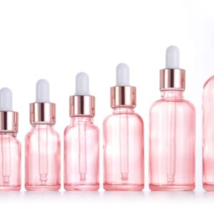 SNOW DIAMOND 0.5 oz Eye Dropper Bottle (3 Pack Rose Glass Bottles 15ml with Golden Caps，Empty Tincture Bottles for Essential Oils, Body Oils, Perfume Pink