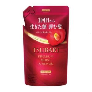 tsubaki premium moist shampoo (refill) 330ml - daily repair damaged hair from the core. restore moisture and shine down to the tips.