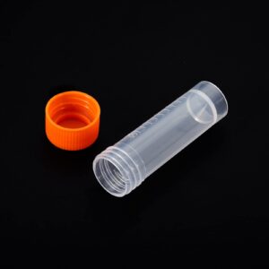 PATIKIL 5mL Plastic Test Tubes, 12 Pack Frozen Container Storage Screw Cap for Lab Laboratory Science, Clear