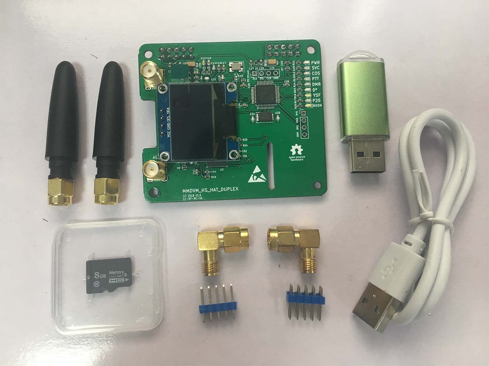 Duplex mmdvm Hotspot Board hat OLED Two Timeslots Two Colors Yellow Blue OLED Low BER 0 Offset Tf Card Written Pi-Star Software