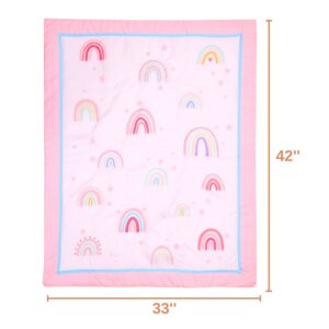 Baby Bees 3 Pieces Rainbow Crib Bedding Sets for Boys and Girls | Baby Bedding Set of Crib Fitted Sheet, Quilt for Standard Size Crib