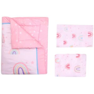 Baby Bees 3 Pieces Rainbow Crib Bedding Sets for Boys and Girls | Baby Bedding Set of Crib Fitted Sheet, Quilt for Standard Size Crib