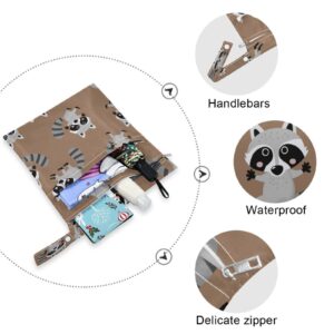 Kigai Cute Raccoon Waterproof Wet Dry Bag Reusable with Handle for Travel, Beach, Pool, Diapers, Toiletries 2Pcs