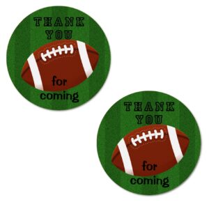 40 thank you football labels, 2 inch big round glossy stickers, great stickers for birthday party, baby shower, wedding, graduation, or any family event decorations, made in usa