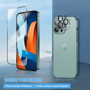 3+2 Pack Screen Protector Glass and camera lens protector,for iPhone 14 Pro Max,HD Tempered glass and camera lens protector 9H Hardness, Scratch Resistant, Easy Install,Bubble Free,Case Friendly