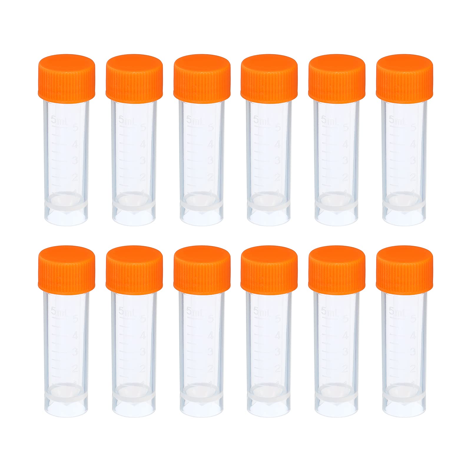 PATIKIL 5mL Plastic Test Tubes, 12 Pack Frozen Container Storage Screw Cap for Lab Laboratory Science, Clear