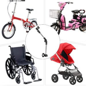 Umbrella Holder, Angle Adjustable Stroller Sun Protection Stand Stainless Steel Baby Infant Chair Mount Bicycle Bar Stretch Swivel Connector Bike Handle Frame for Outdoor Pram Wheelchair Accessories